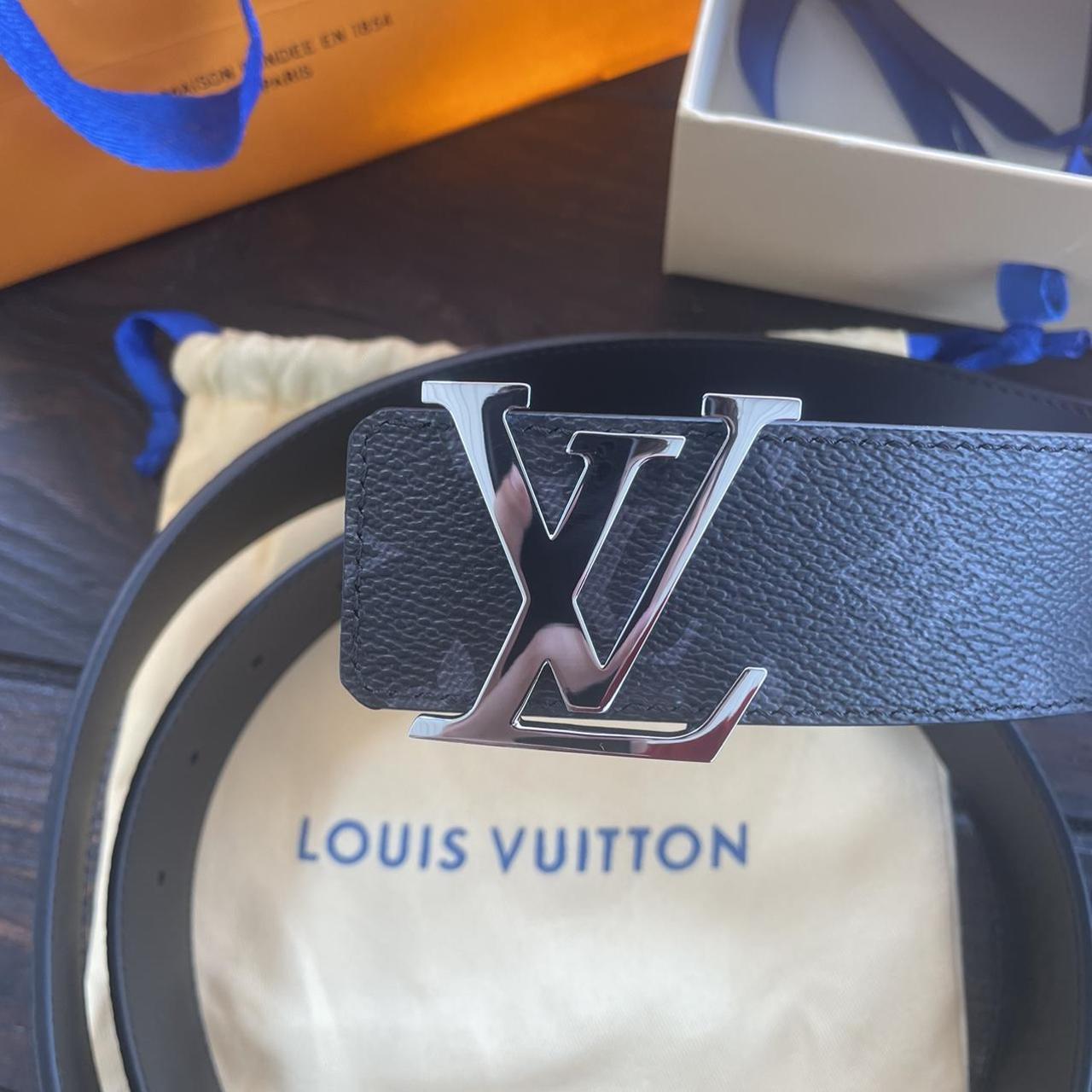 Louis Vuitton Belt Men’s 90cm Black Leather/ Silver... - Depop