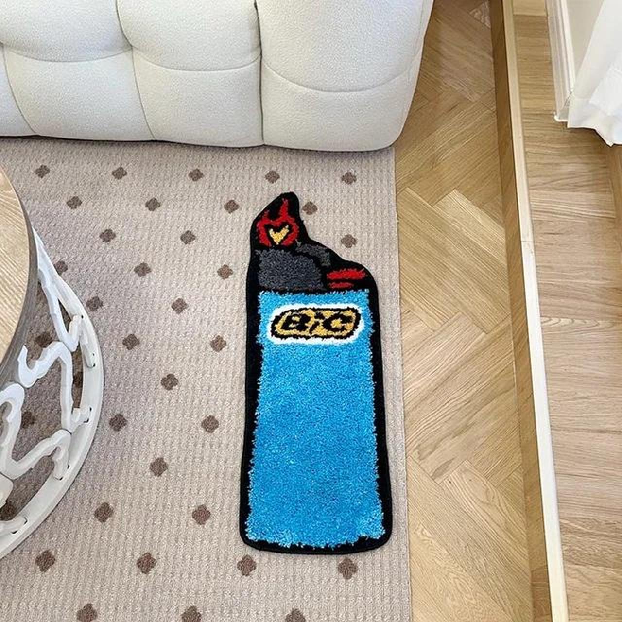 Blue Lighter Tufted Rug 32”x10” - Depop