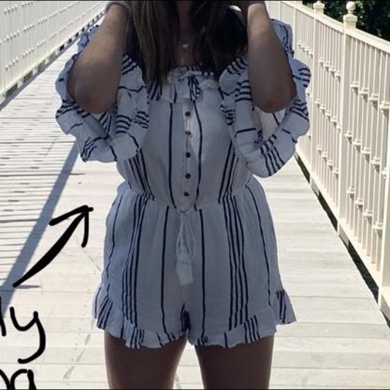 super cute striped beach romper! - Depop