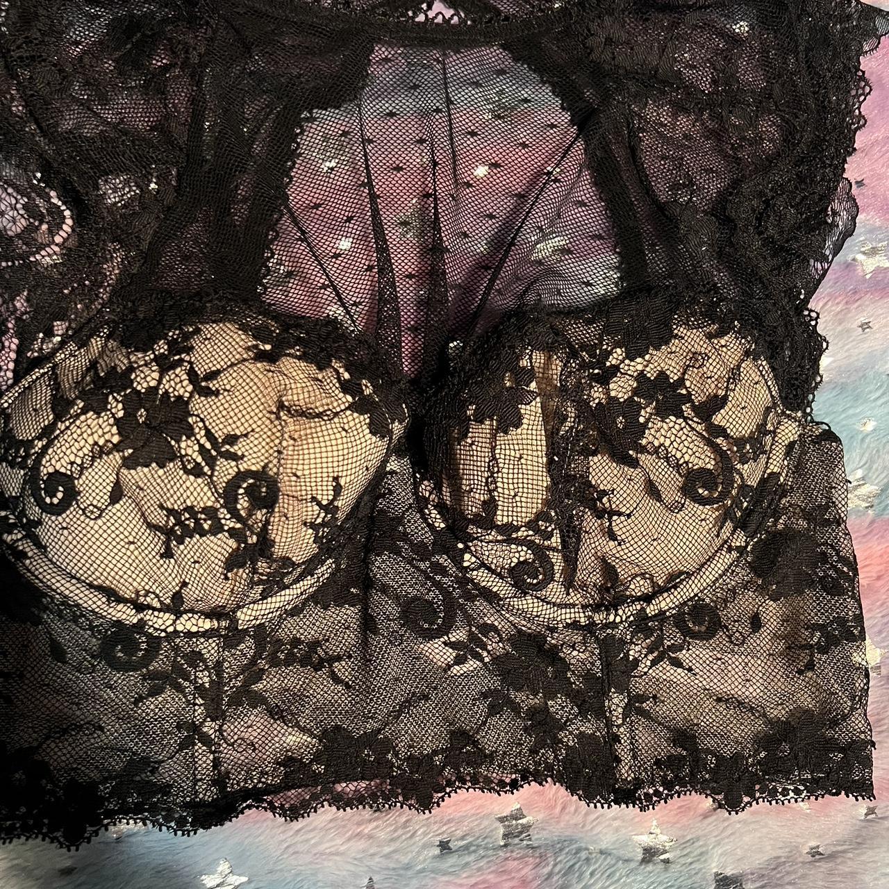 Victoria's Secret Lined Demi Cap Sleeve Lace Mesh... - Depop