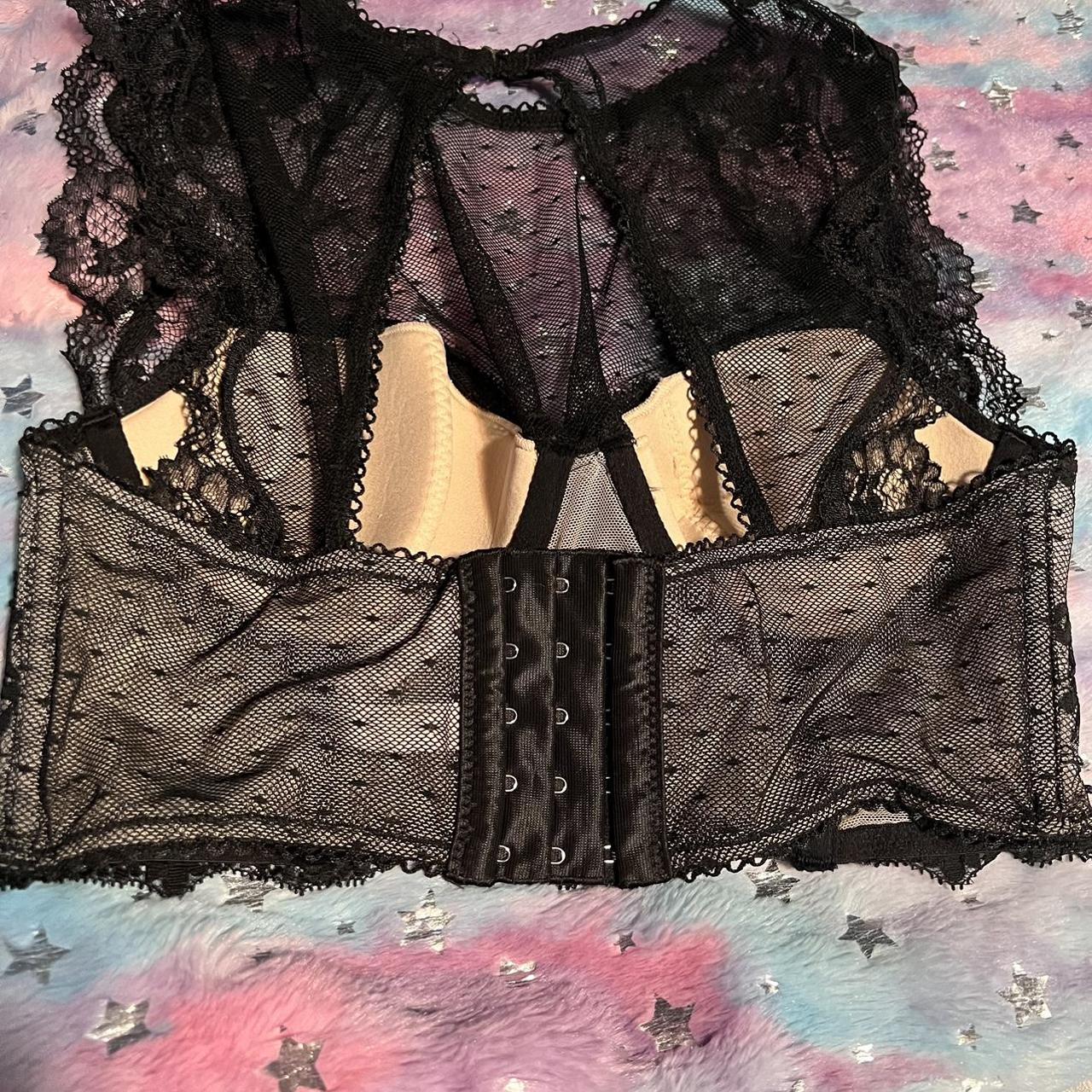 Victoria's Secret Lined Demi Cap Sleeve Lace Mesh... - Depop