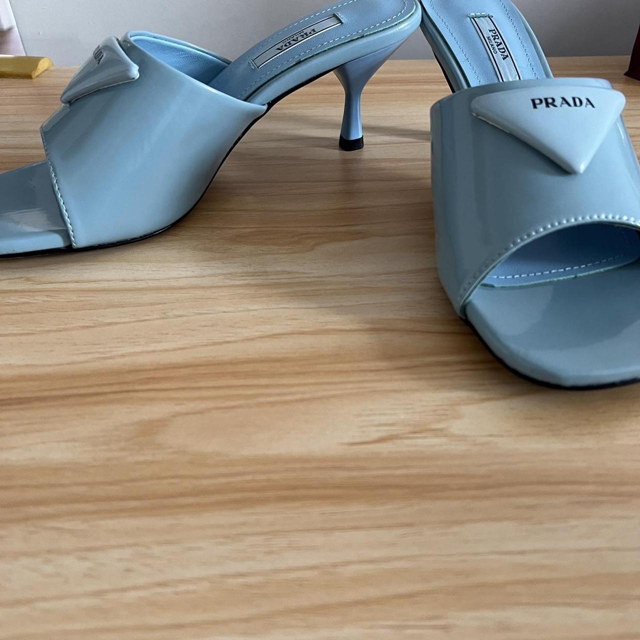 Baby blue kitten heels slides( more photos on the... - Depop