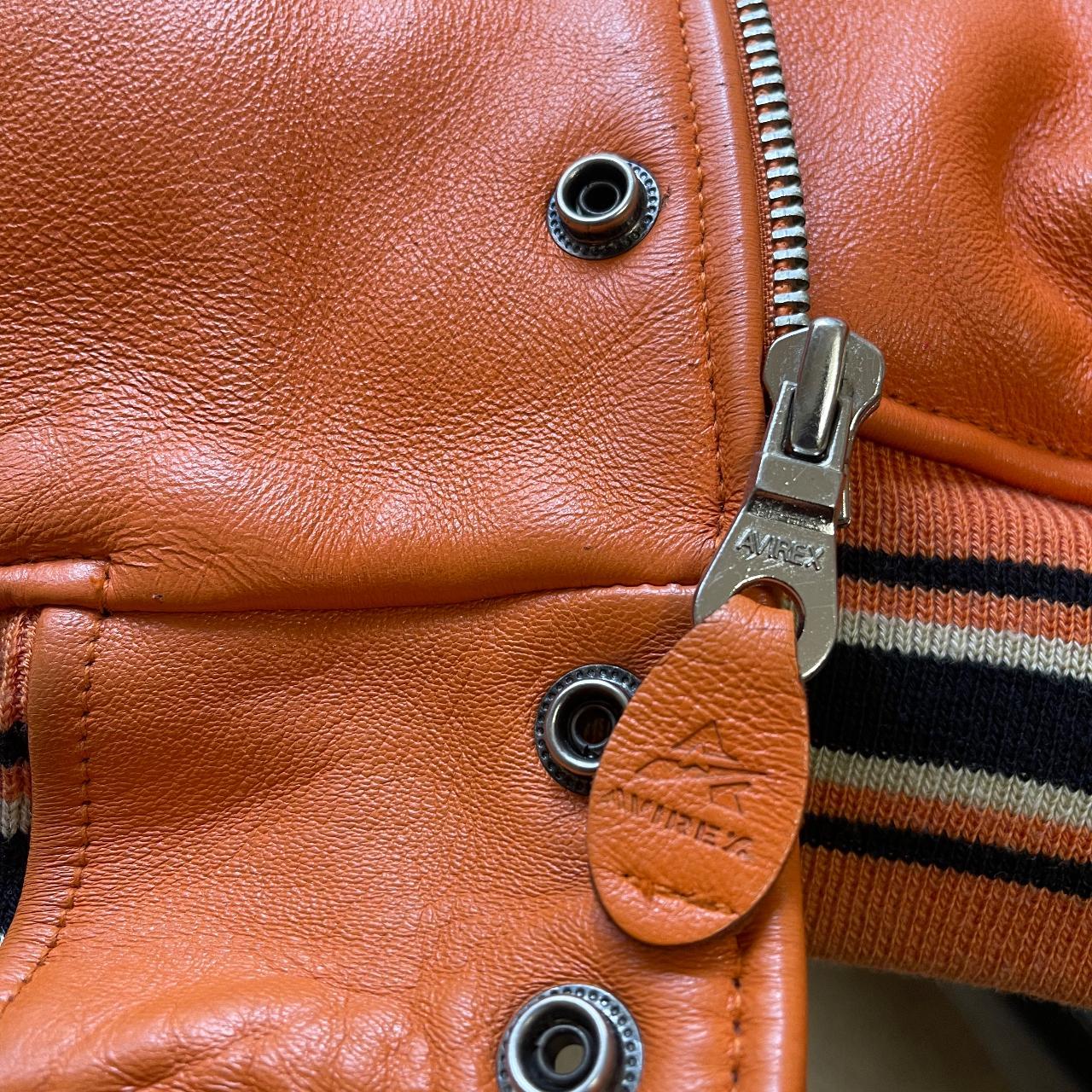 Vintage Avirex Leather Jacket Orange 100% Authentic... - Depop