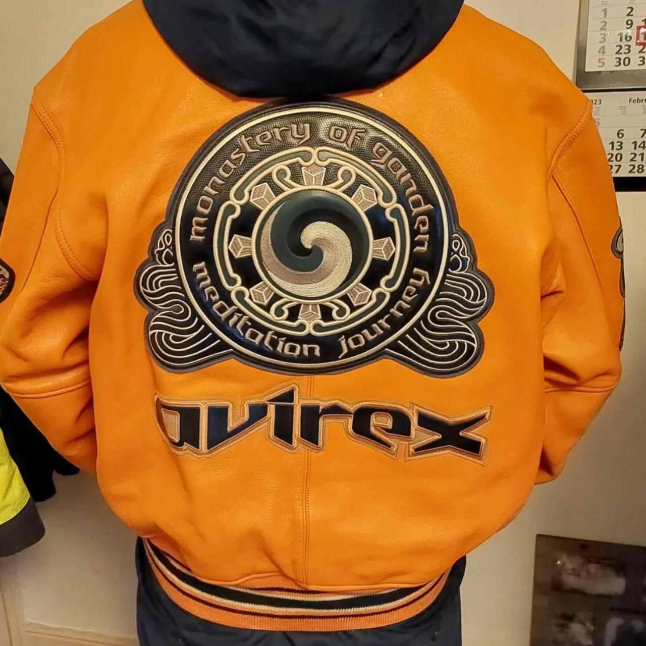 Vintage Avirex Leather Jacket Orange 100% Authentic... - Depop