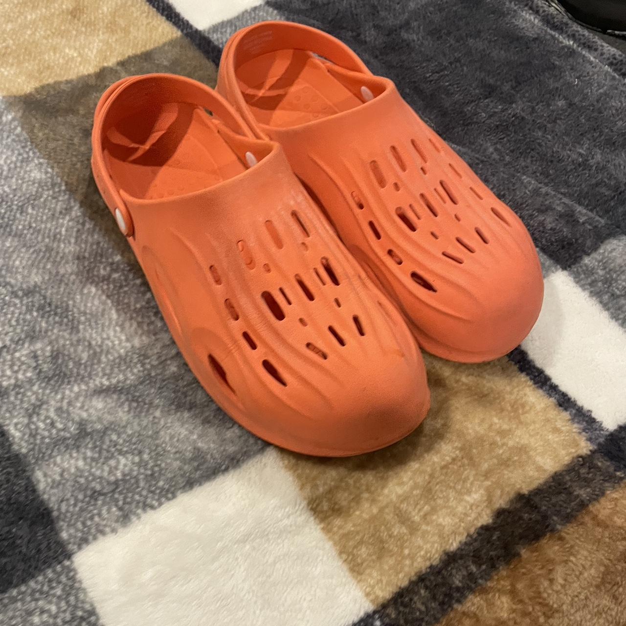 Cool Yeezy type crocs Orange Size 12 but fits a 13... - Depop