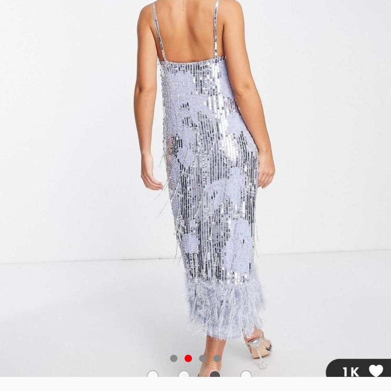 Asos edition floral sequin and bead midi dress with... - Depop