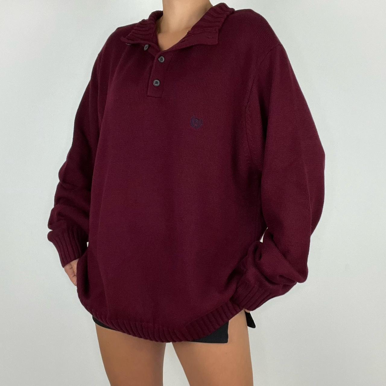 Vintage Burgundy Chaps Jumper For guidance only:... - Depop