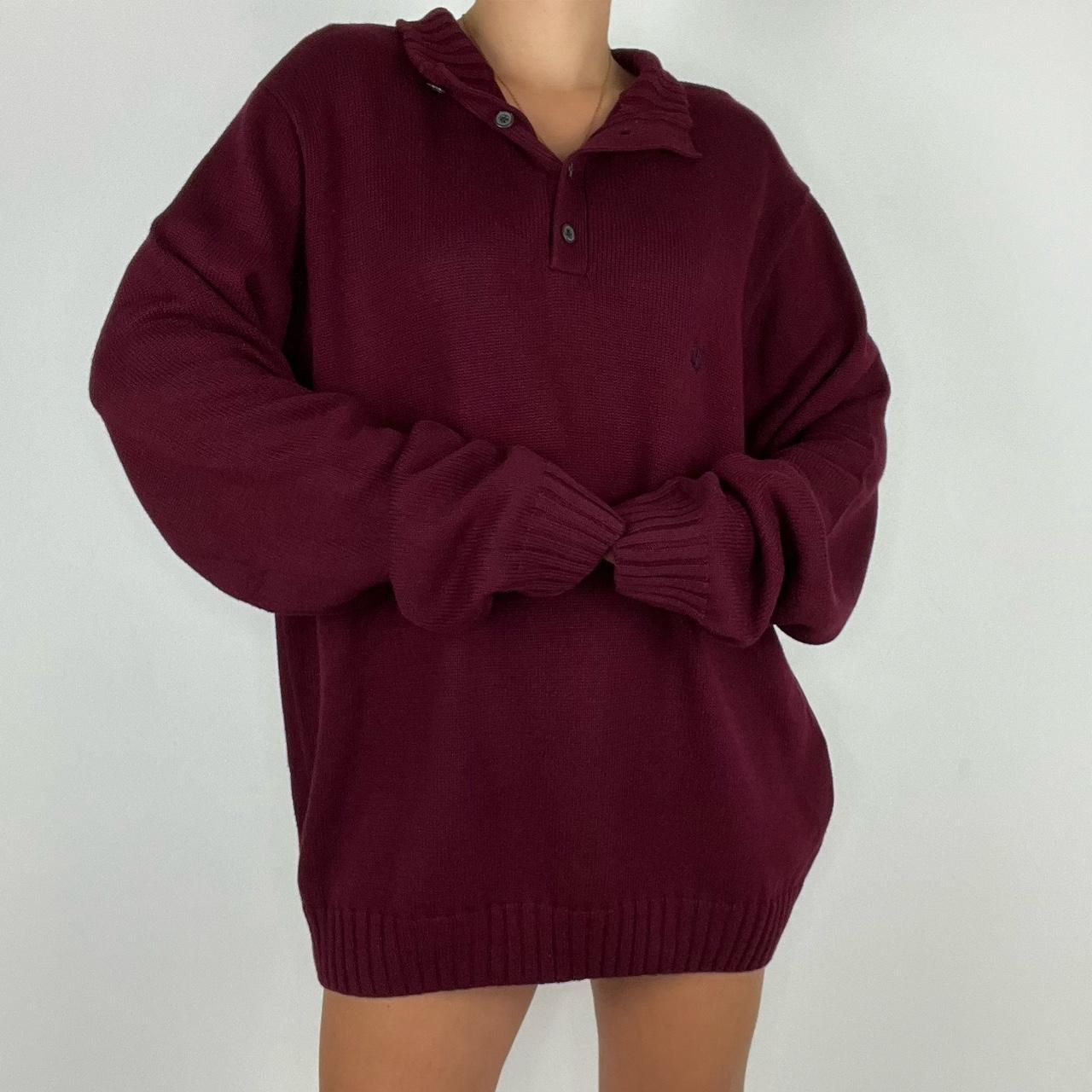 Vintage Burgundy Chaps Jumper For guidance only:... - Depop