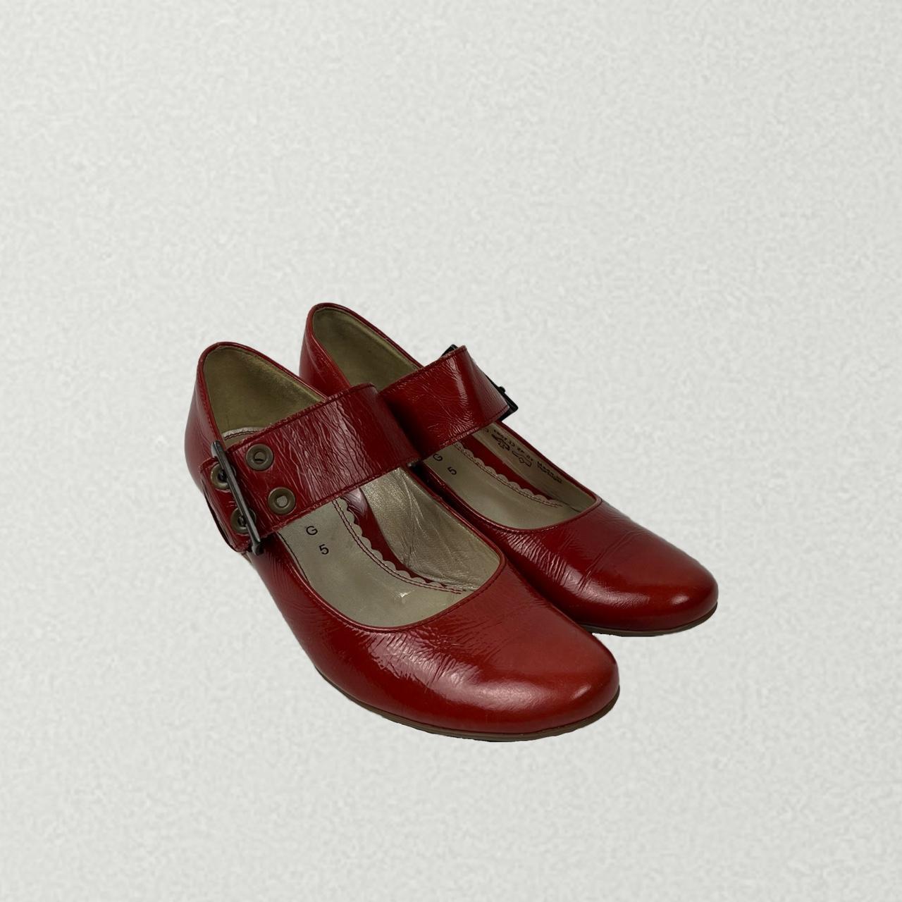 Vintage Red Gabor Leather Mary Janes With Wide... | Depop