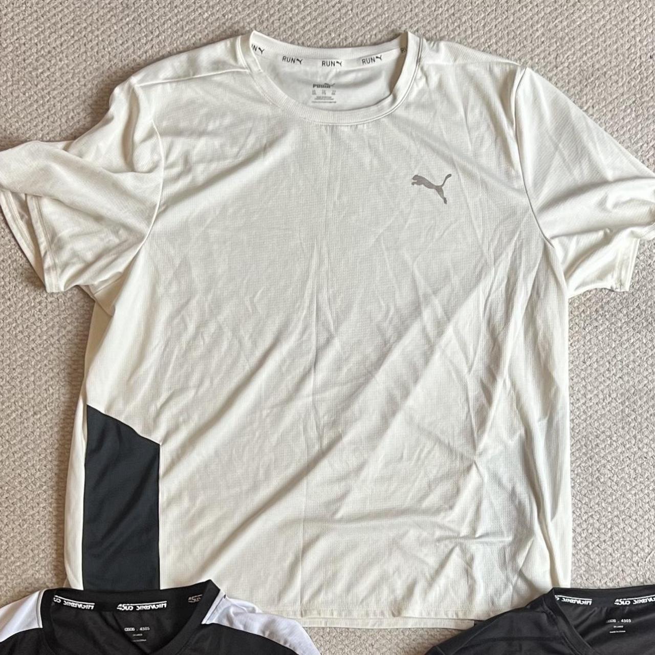 White Puma gym / sport shirt. XXL Worn once - Depop