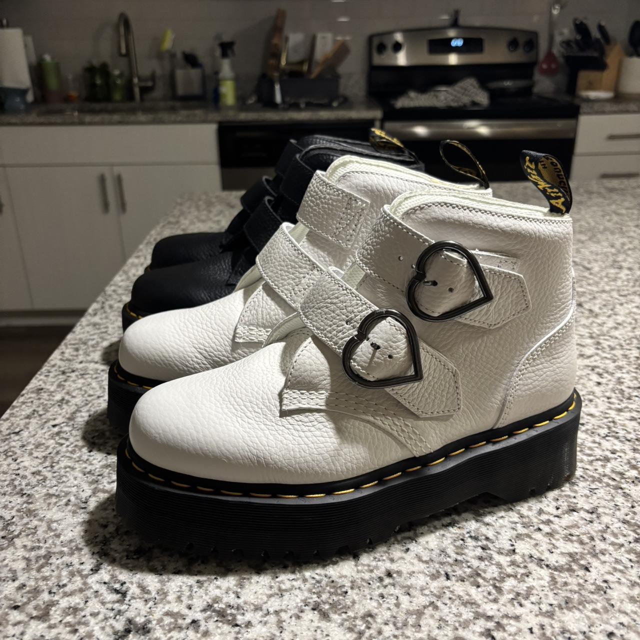 Authentic White heart buckle doc martin boots... | Depop