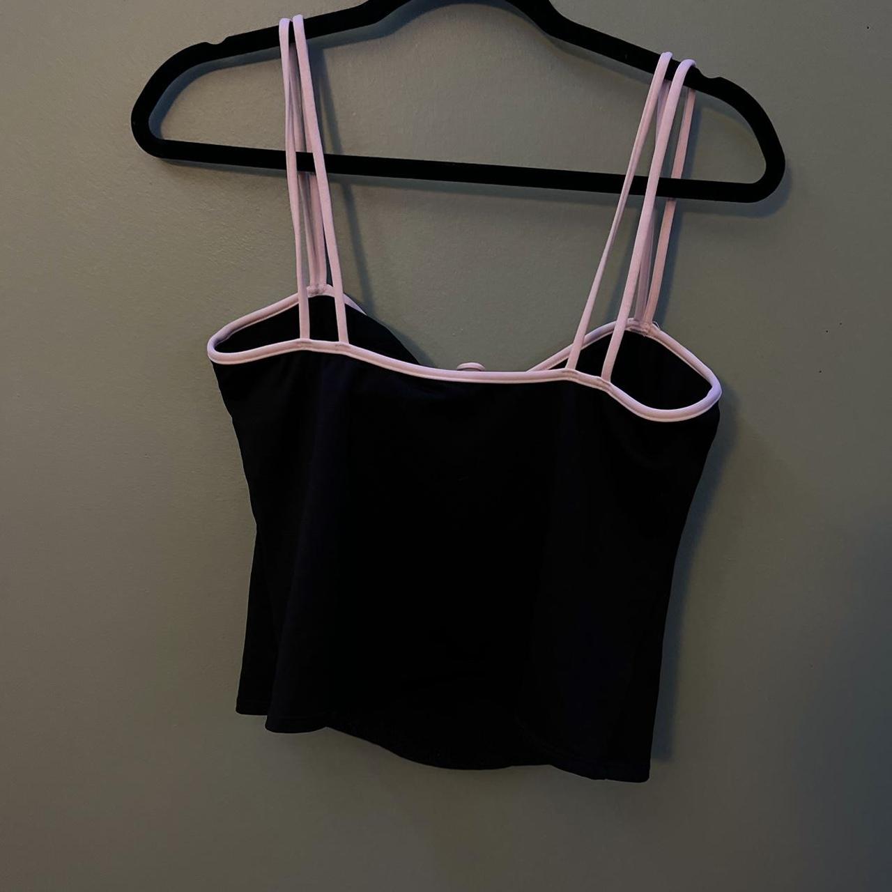 black and pink strapped tank top - Depop