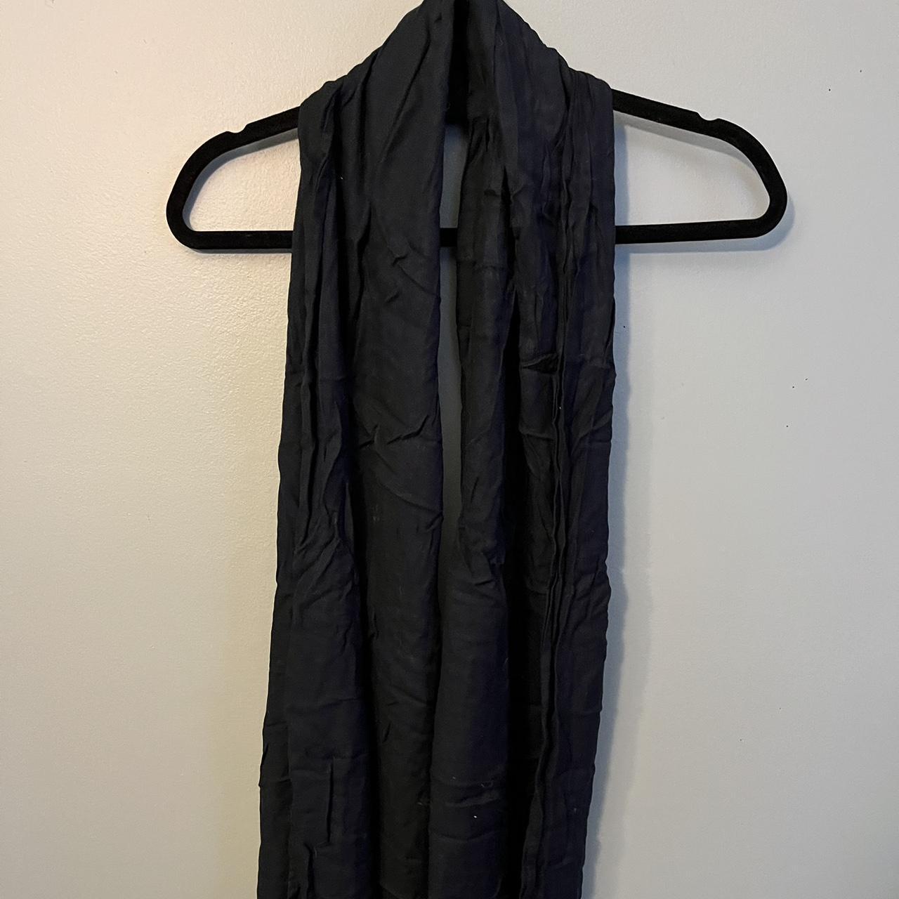 black flower embroidered scarf - Depop