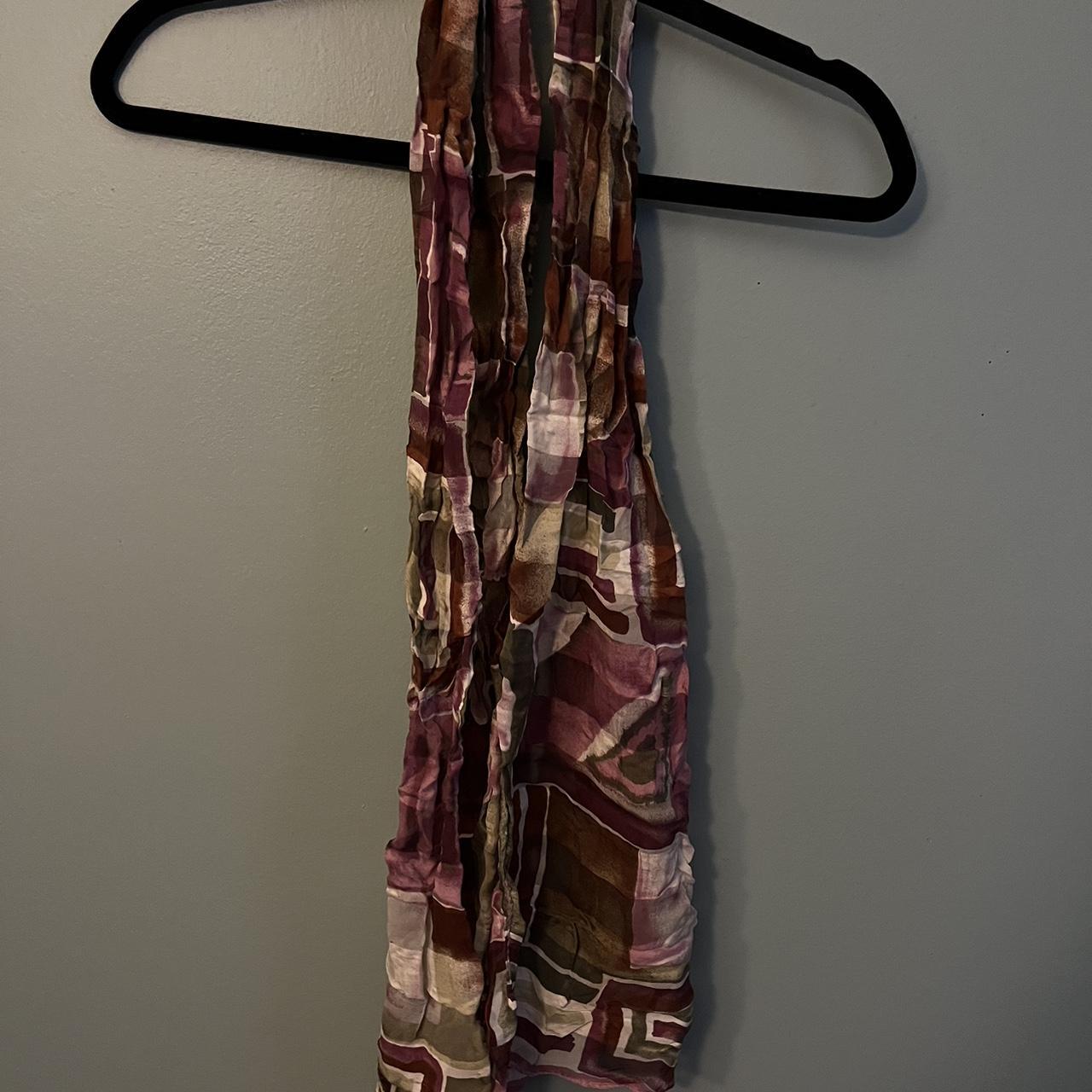 dainty sheer retro pattern scarf - Depop