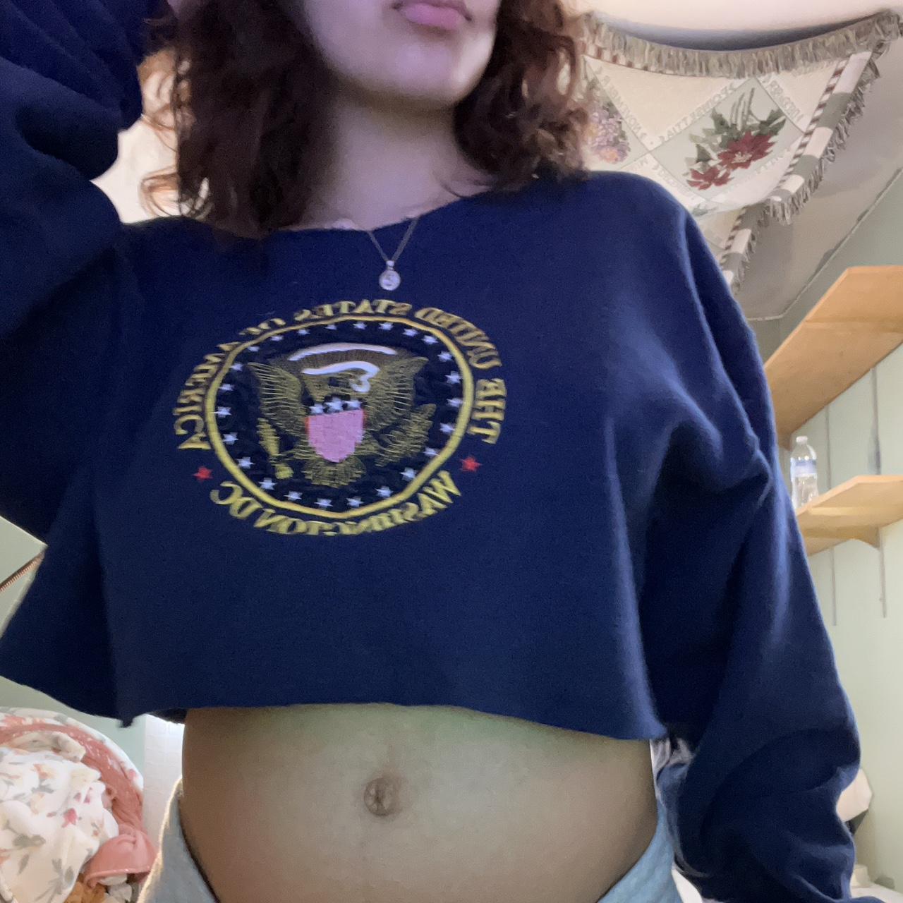 self cropped off the shoulder crewneck -can fit... - Depop