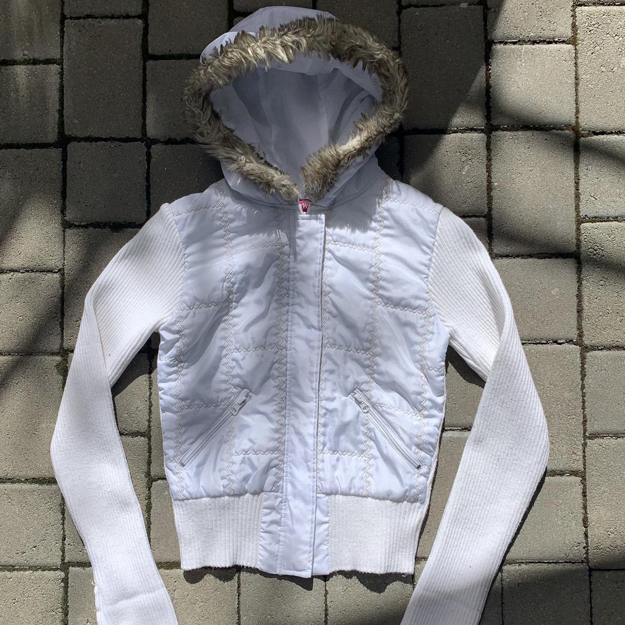 Y2K Faux Fur Hood Cropped Jacket Excellent... - Depop