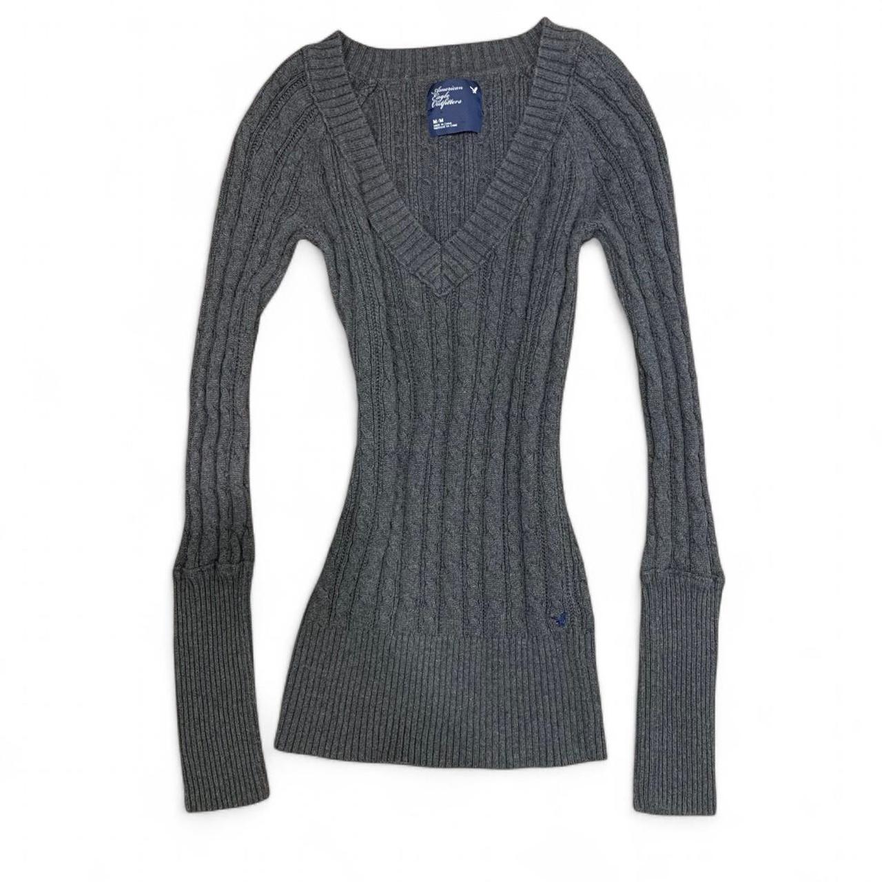 Y2K American Eagle V Neck Knit Longsleeve Sweater... | Depop