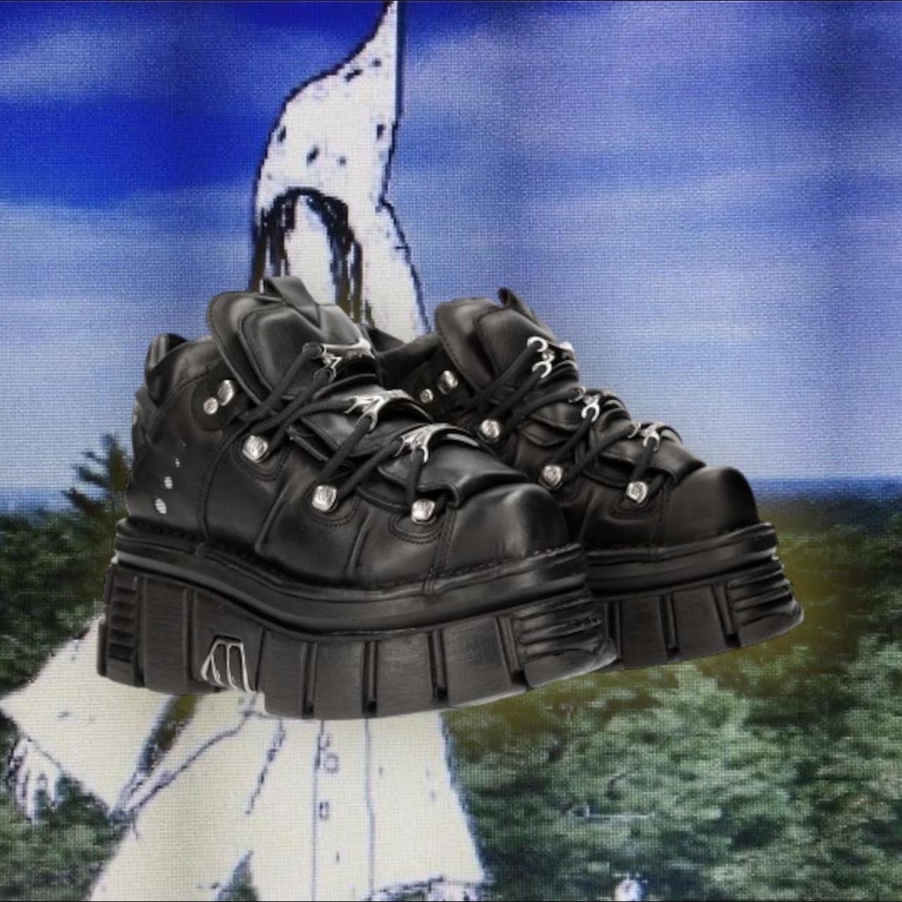 ANKLE BOOT BLACK TOWER WITH LACES M-106-S29 Worn 5-7... - Depop