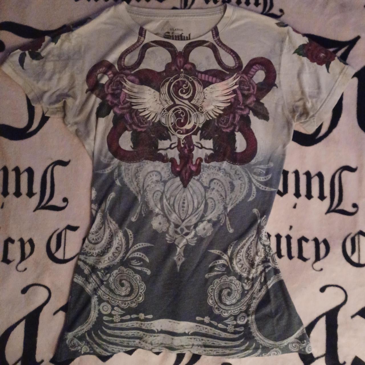 affliction sinful collection angel wing and cross... | Depop