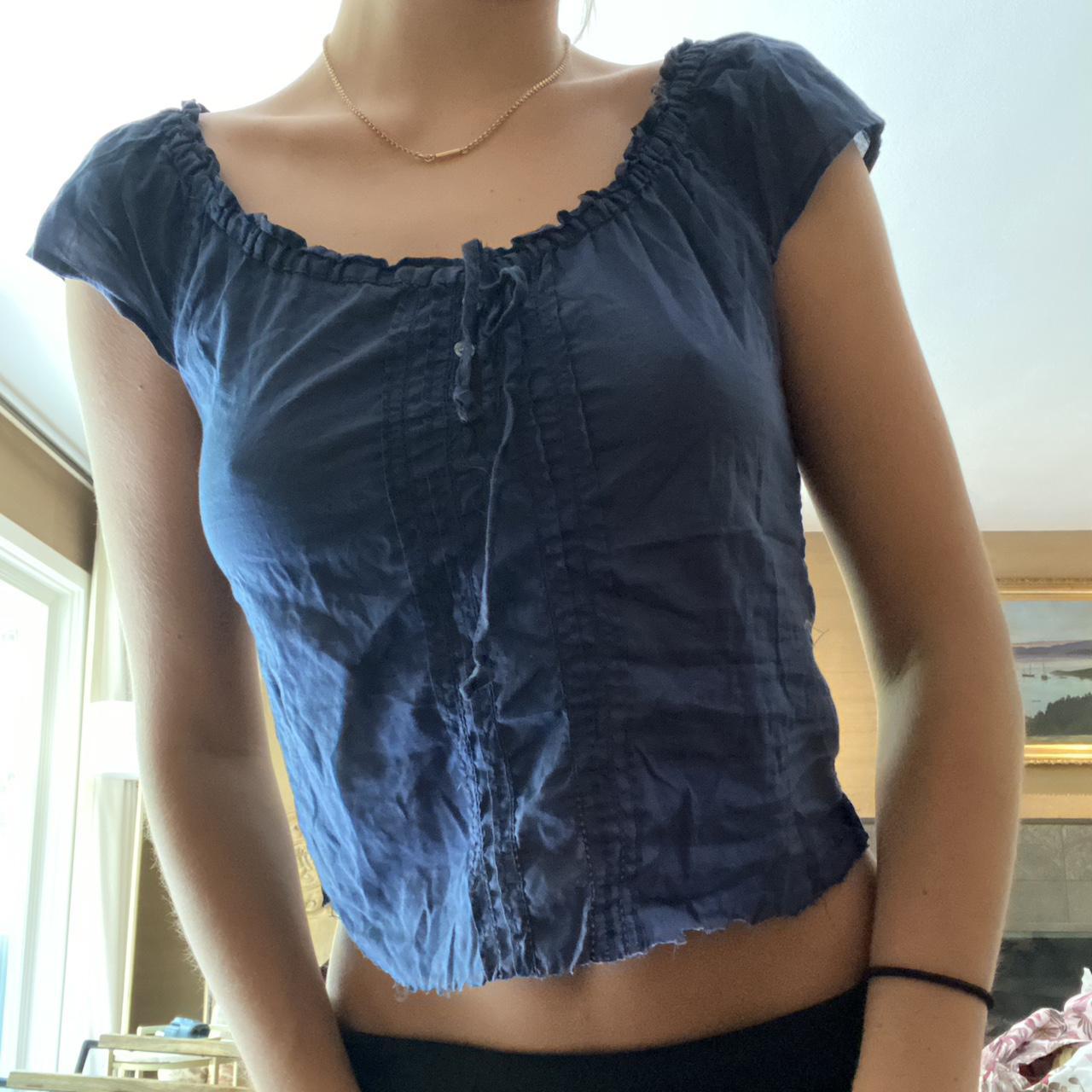 Cute Hollister little babydoll top. Navy color and... - Depop