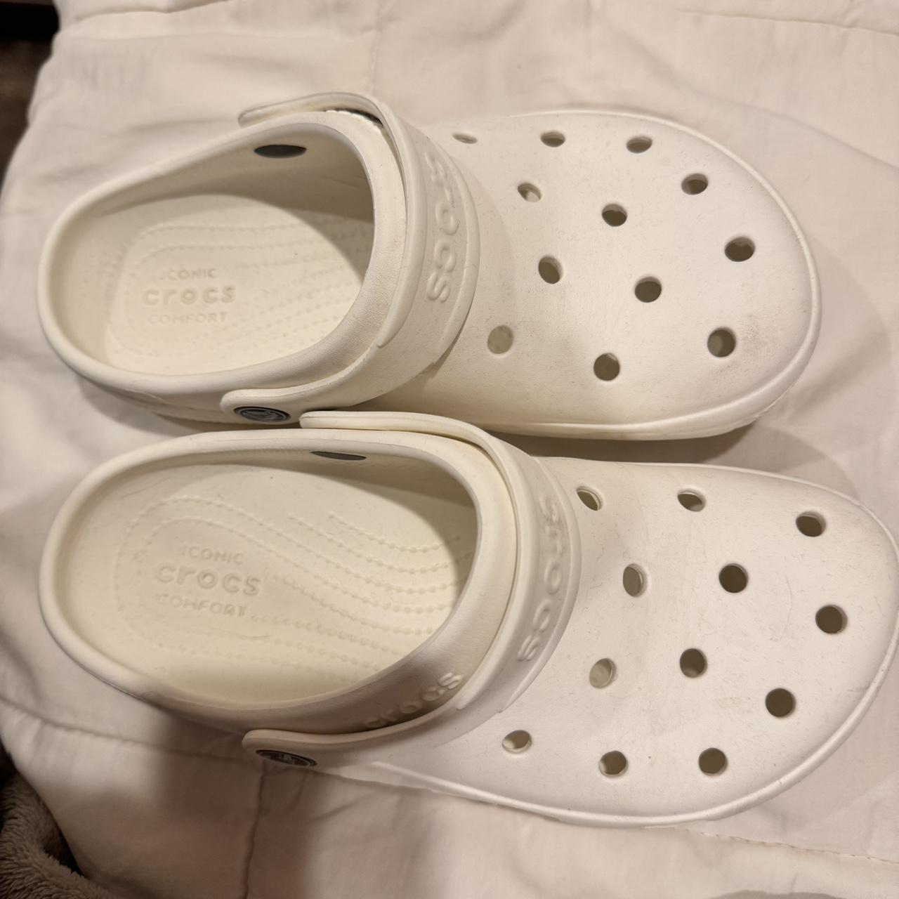 White crocs Women's size 6 Barely worn #crocs... - Depop