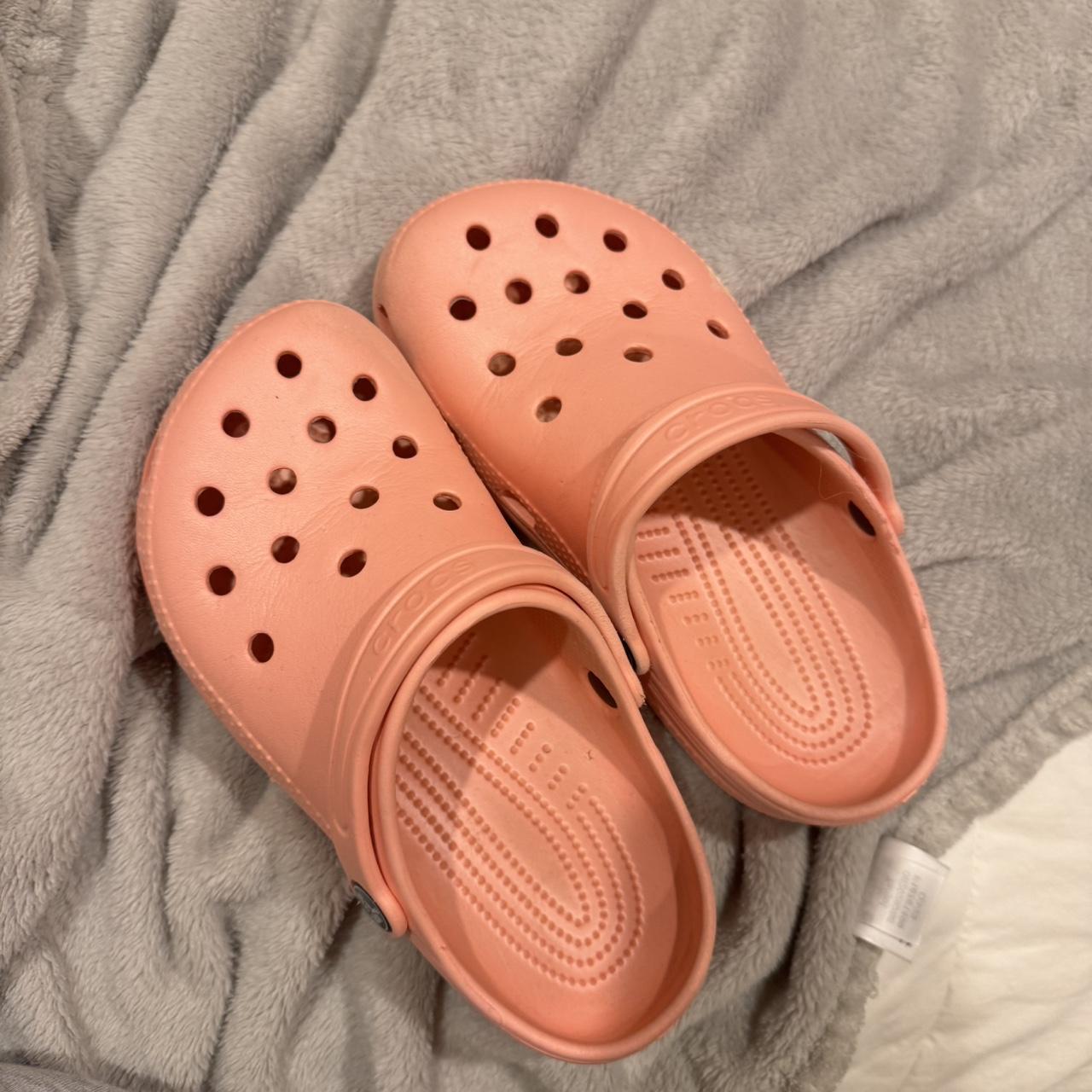 Women's size 3 coral/pink crocs Great condition... - Depop