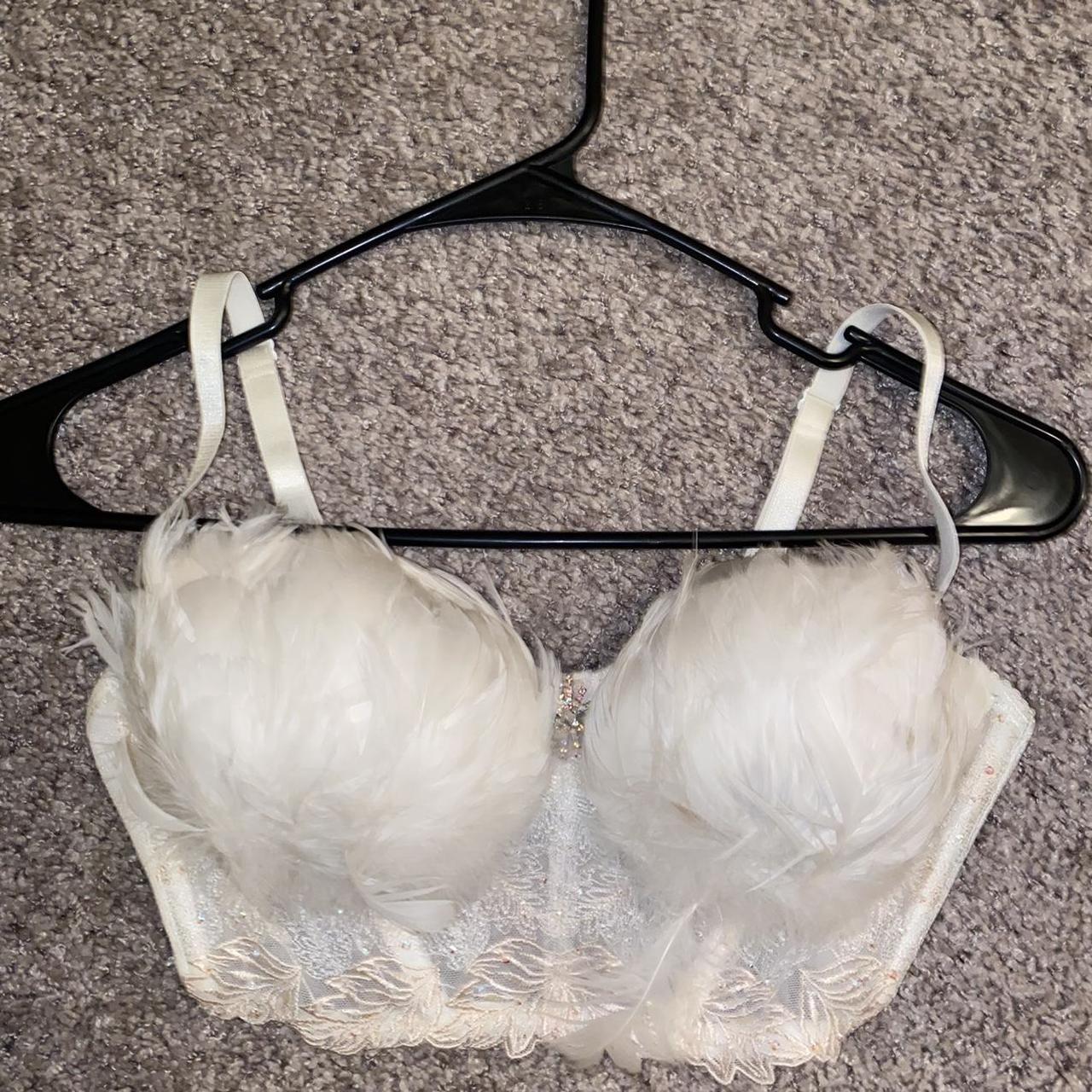Woman’s BEBE #feather #bralette with cute gem... - Depop
