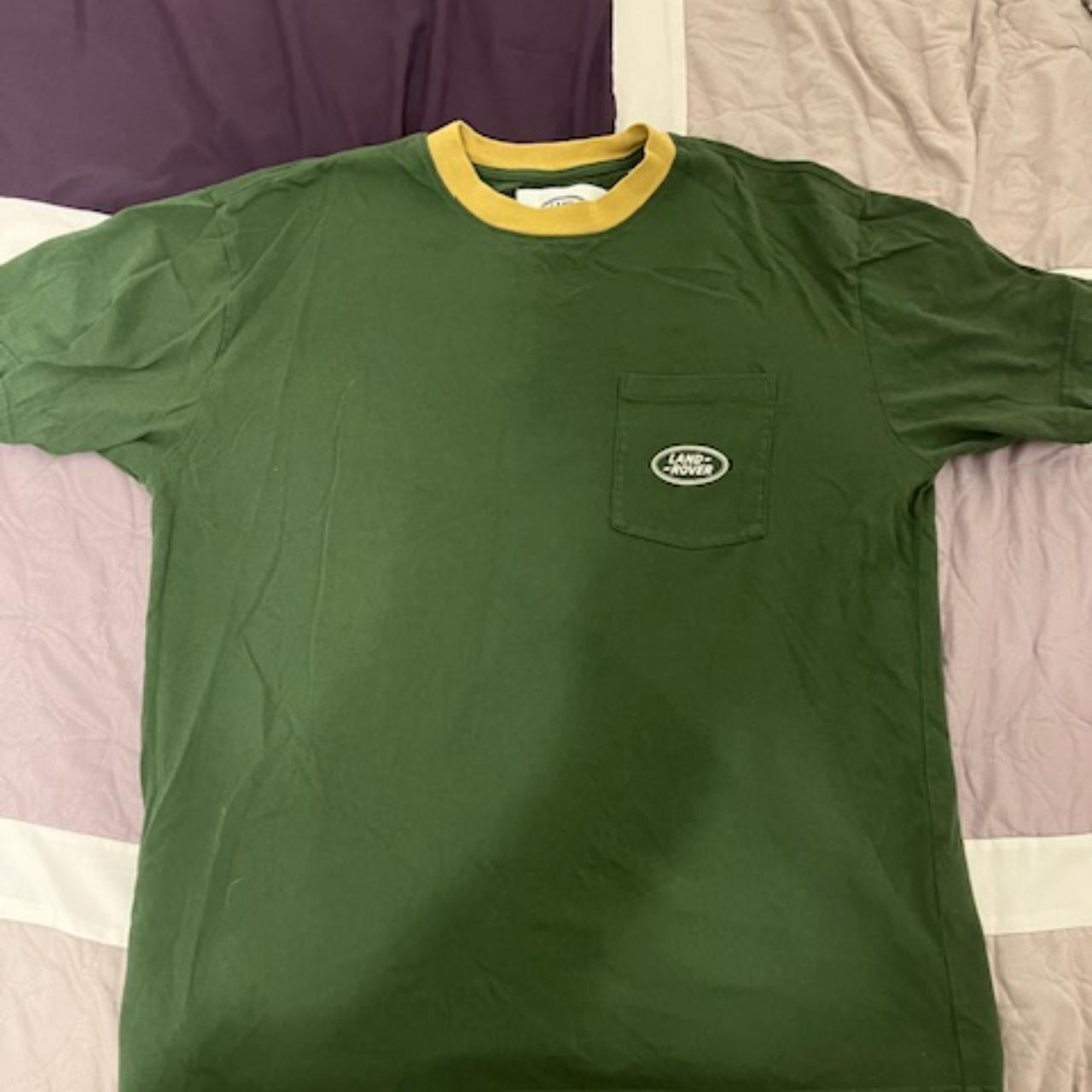 Pacsun Land Rover Ribbed Tshirt, Green and Mustard... - Depop