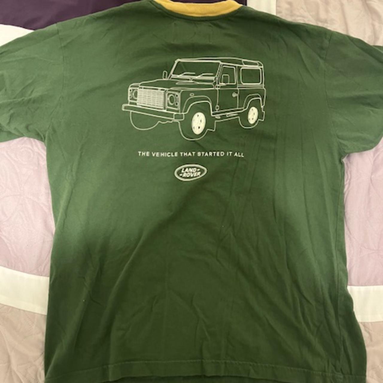Pacsun Land Rover Ribbed Tshirt, Green and Mustard... - Depop