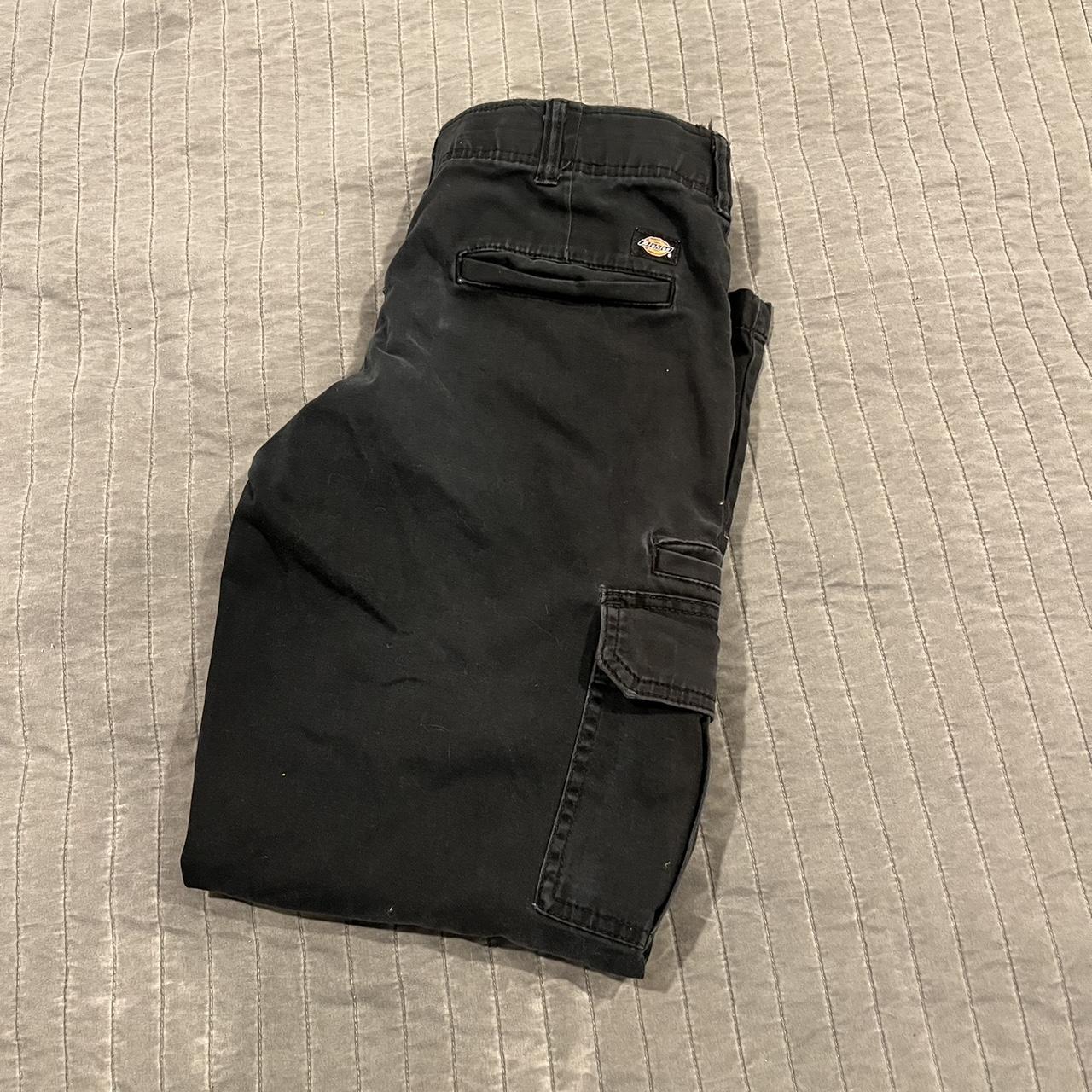 Black cargo Dickies, size 28 waist x 30 length, worn... - Depop