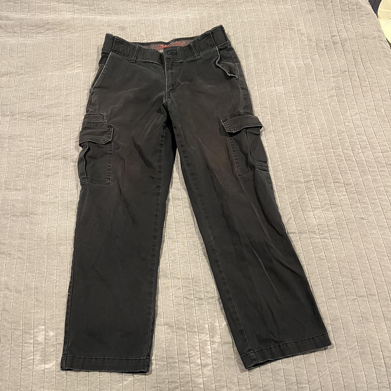 Black cargo Dickies, size 28 waist x 30 length, worn... - Depop