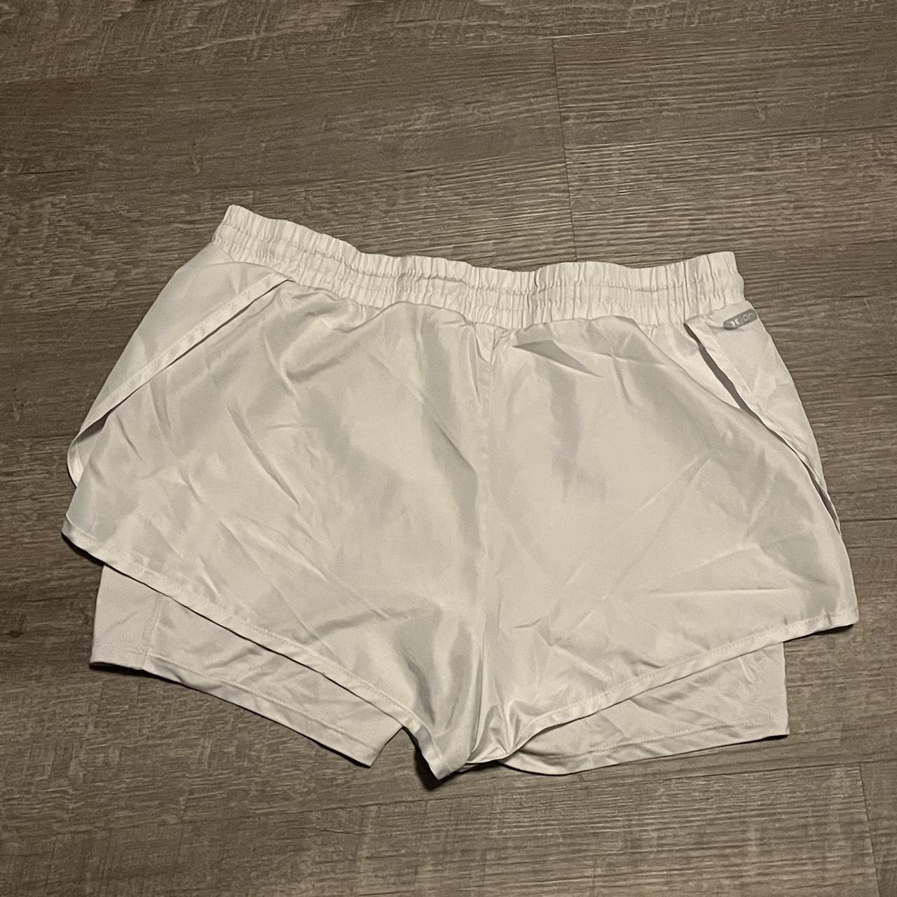 Medium White Reebok Shorts 3 in... - Depop