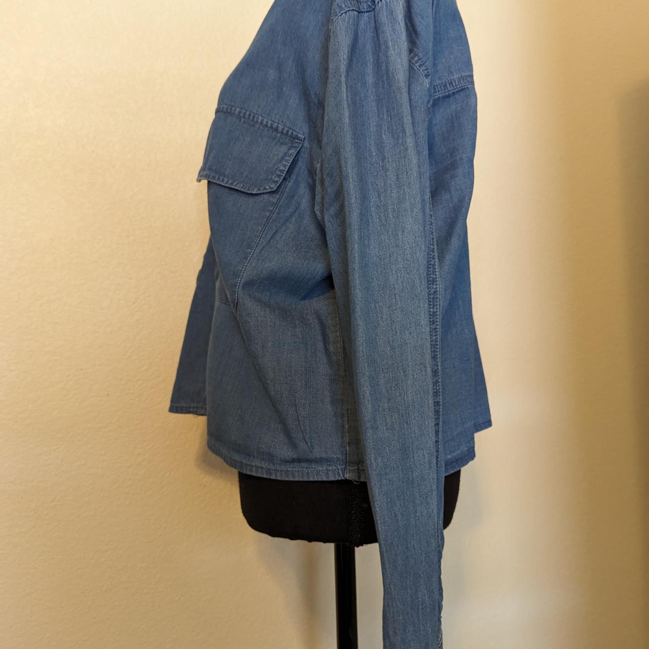 ThereAbouts Long Sleeve Blue Denim Top - Depop