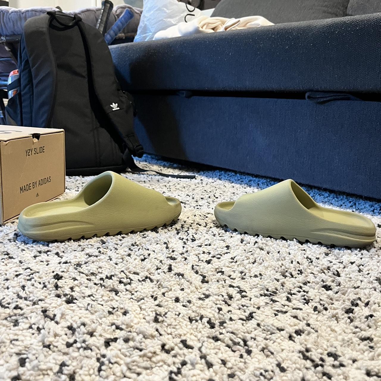 Yeezy Slide Resin Slightly used US 9 Original box... - Depop