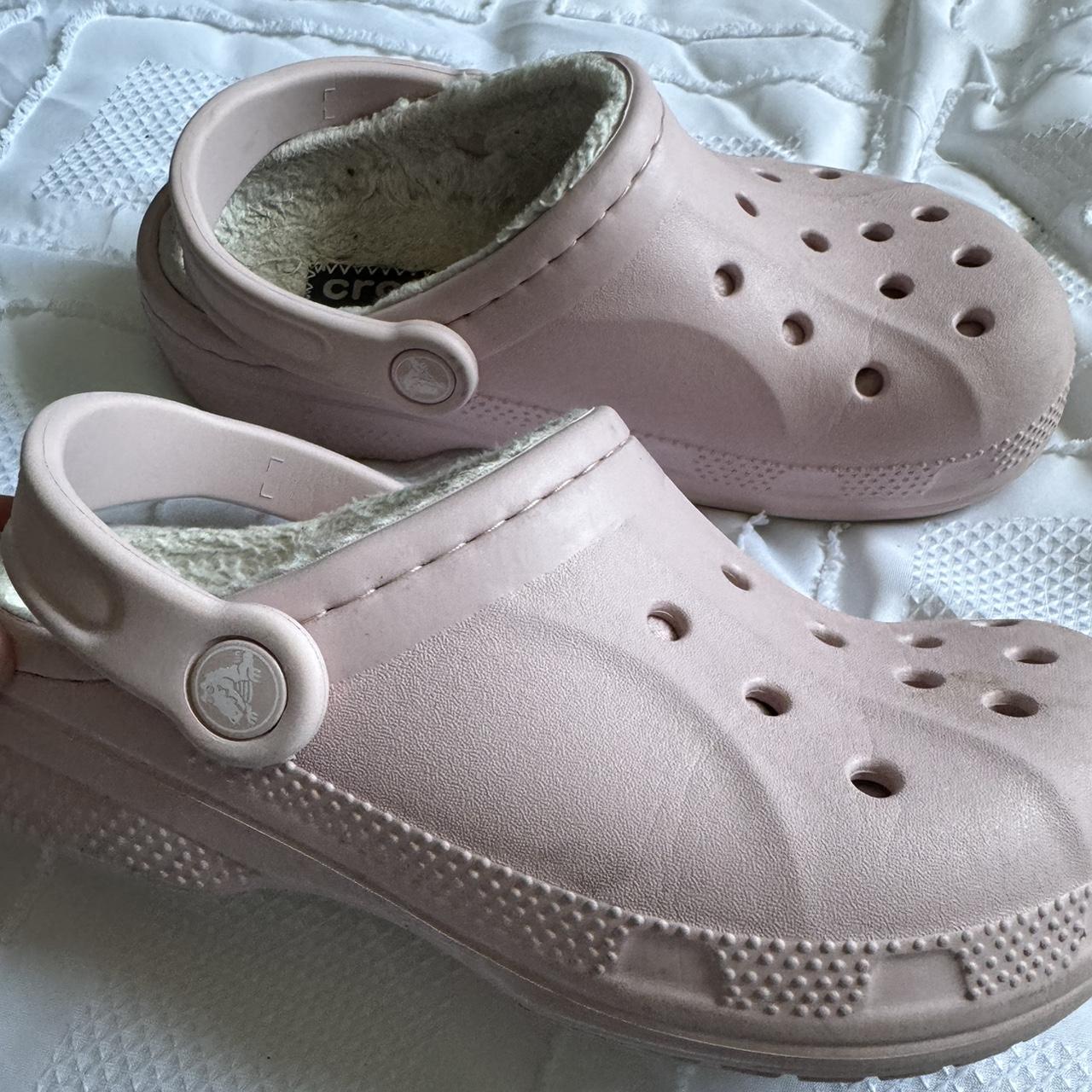 Blush pink crocs warm inside size 6 women super cute 🎀🎀 - Depop