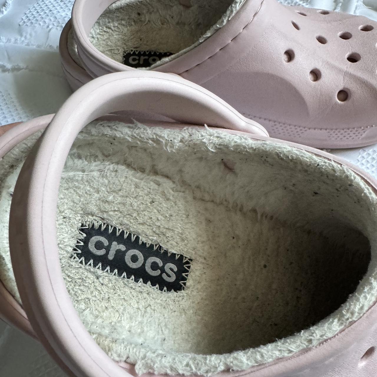 Blush pink crocs warm inside size 6 women super cute 🎀🎀 - Depop