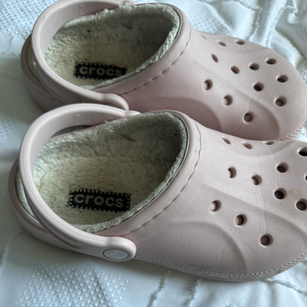 Blush pink crocs warm inside size 6 women super cute 🎀🎀 - Depop