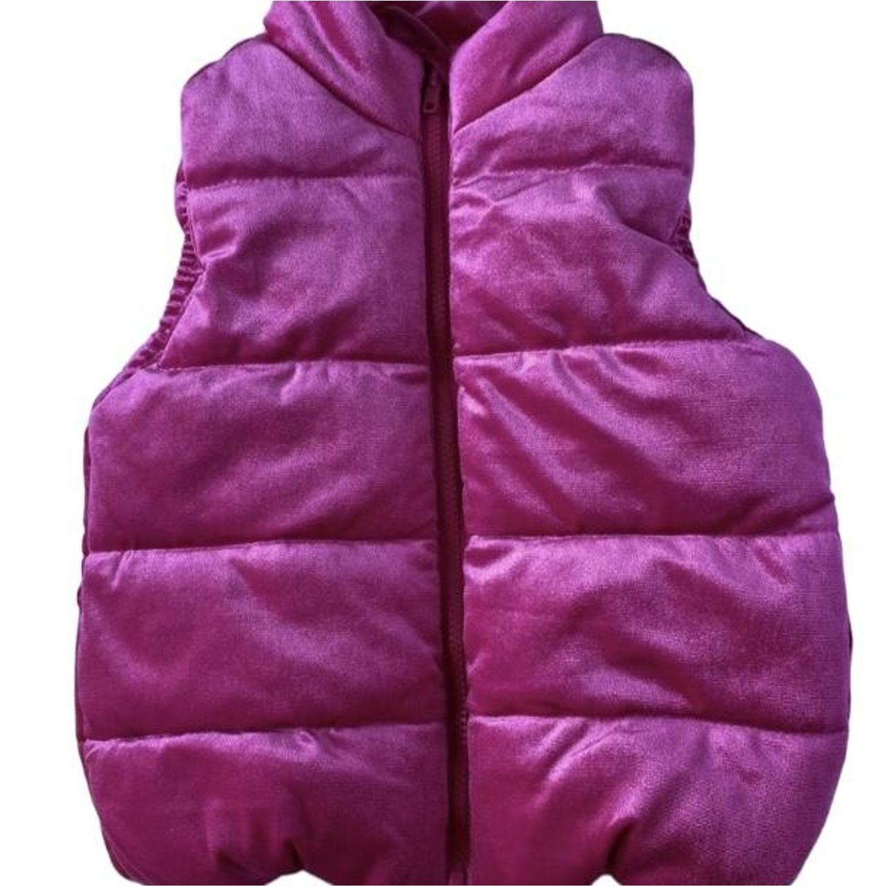 Girls pink velvet puffer vest Size 7-8... - Depop