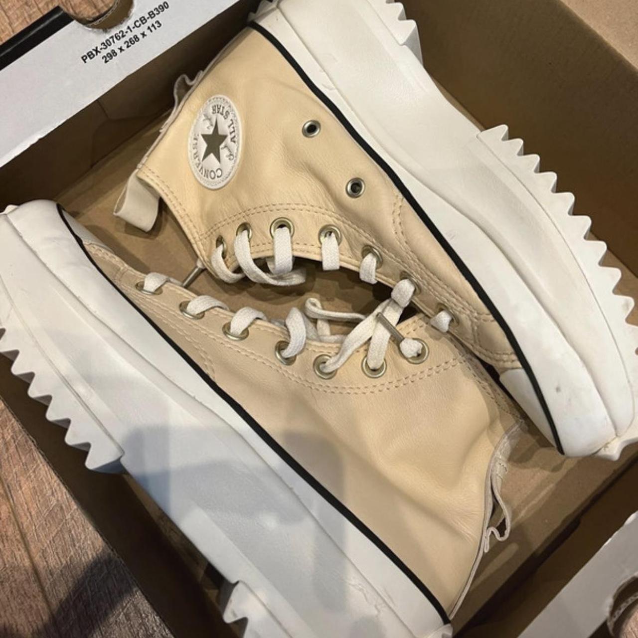 Cream platform run star hike converse. Size 5.5.... - Depop