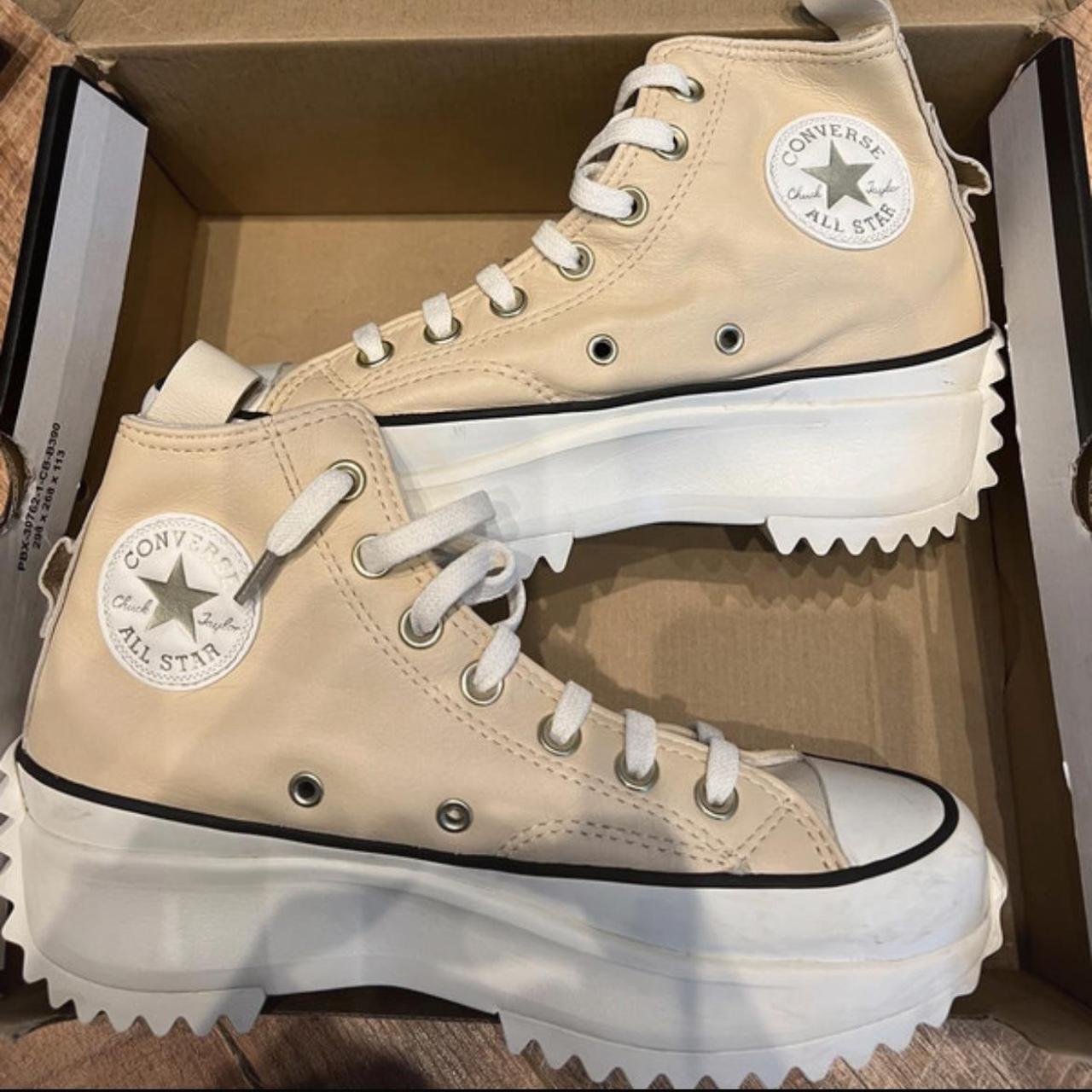 Cream platform run star hike converse. Size 5.5.... - Depop