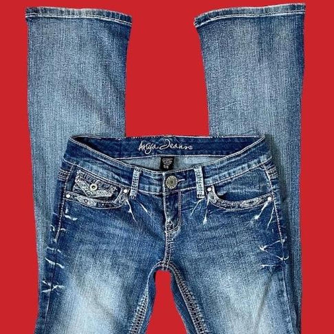 Vintage 2000’s rhinestone flare jeans by Ariya... | Depop