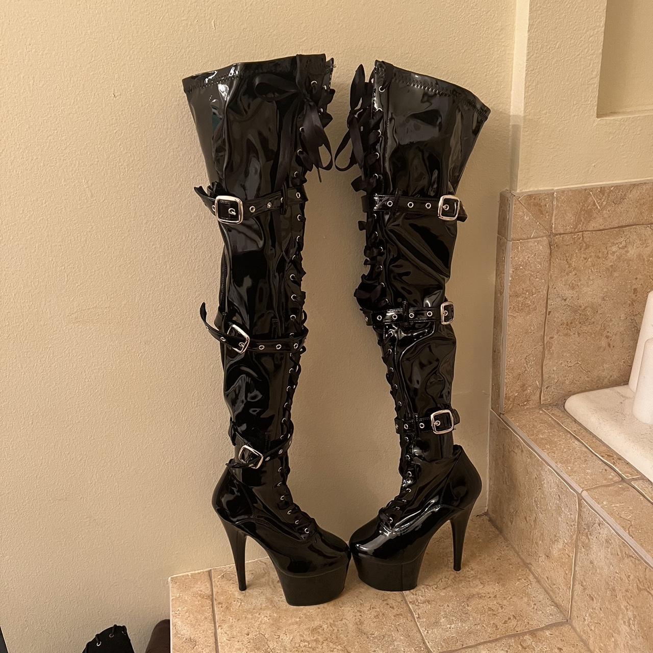 Pleaser ‘Adore 3028’ platform heels thigh high with... - Depop