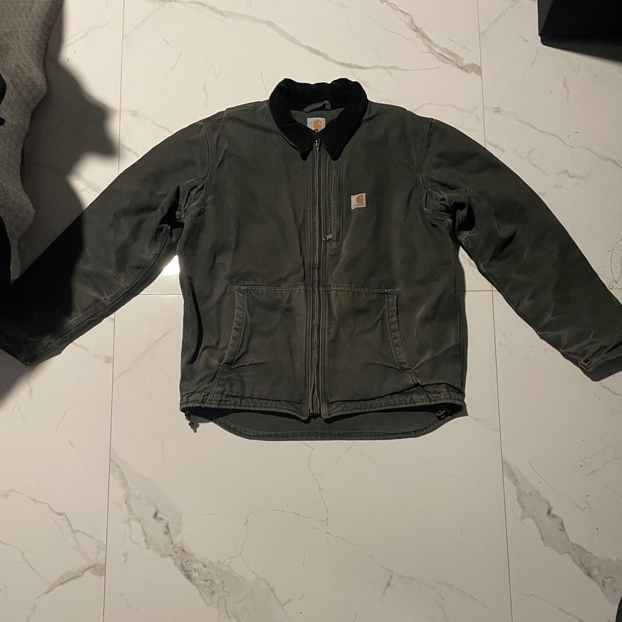 Carhartt Khaki/Military Green Work Jacket Excellent... - Depop