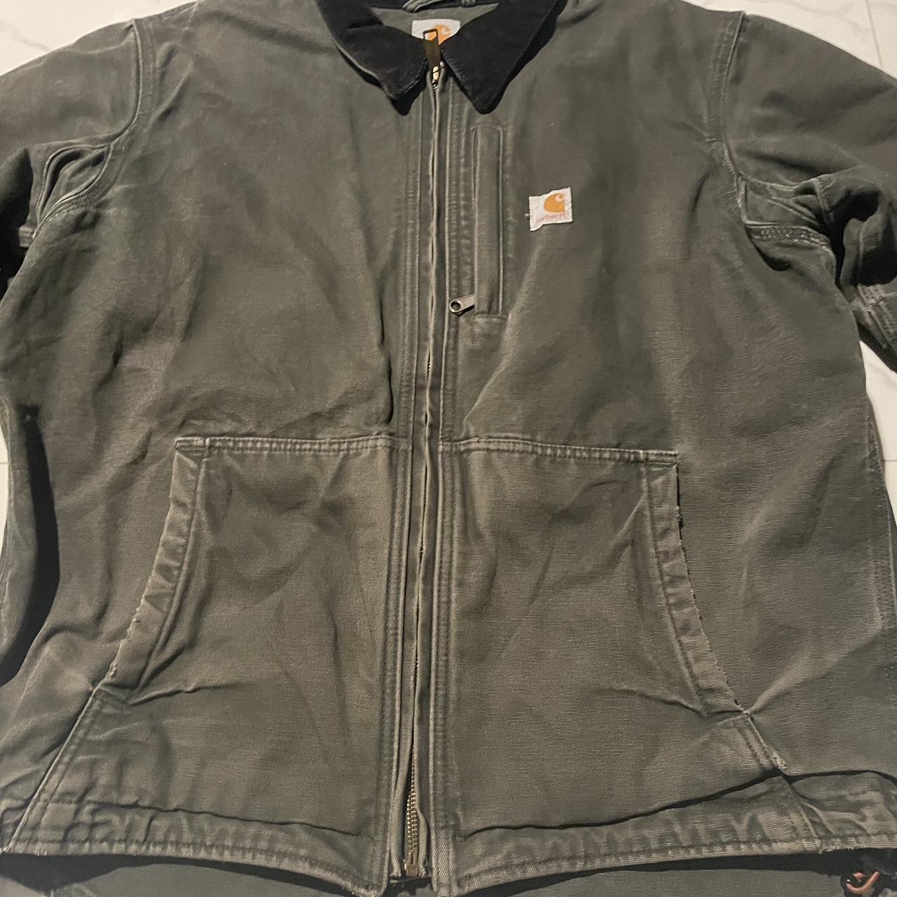 Carhartt Khaki/Military Green Work Jacket Excellent... - Depop