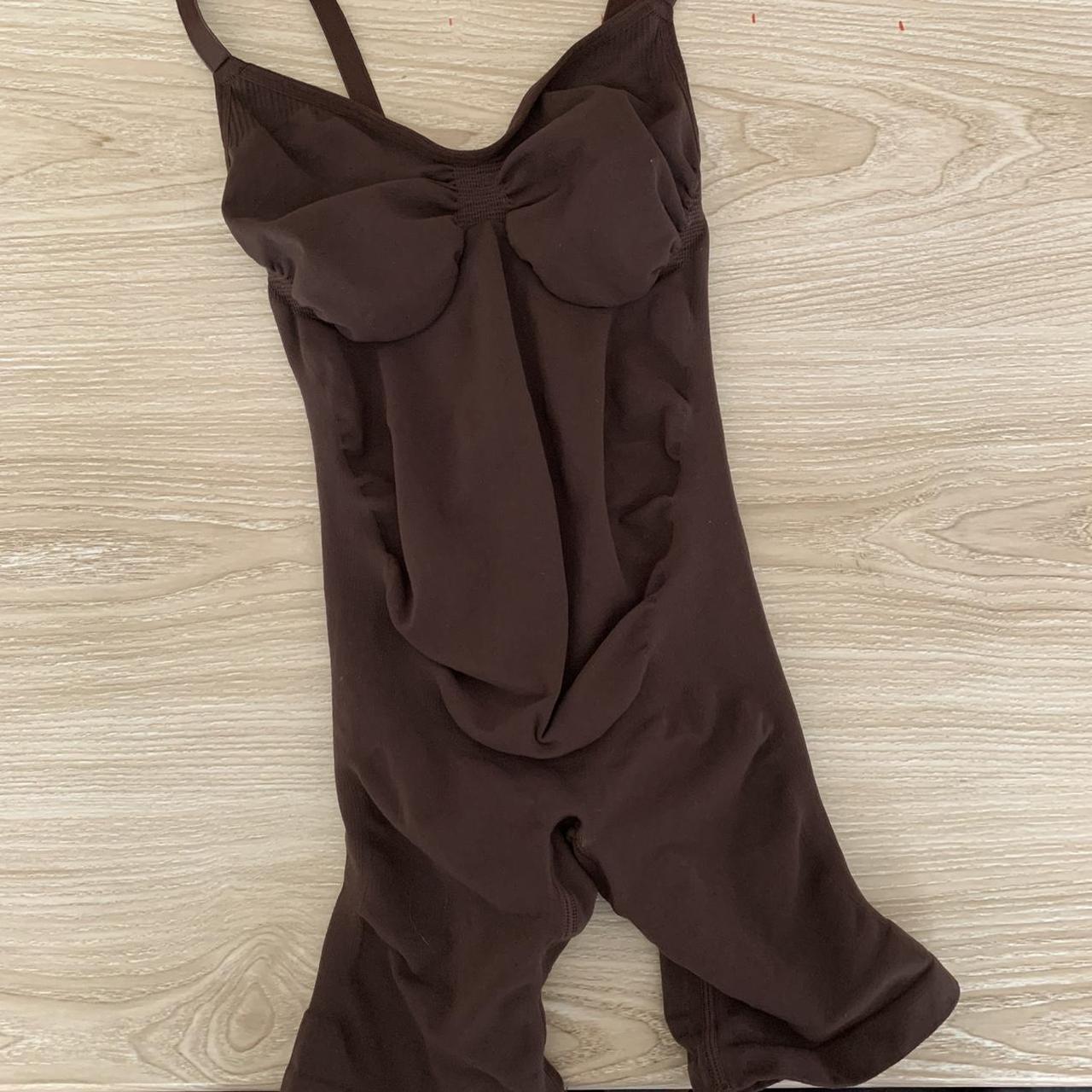 Skims small medium mid thigh bodysuit cocoa... - Depop