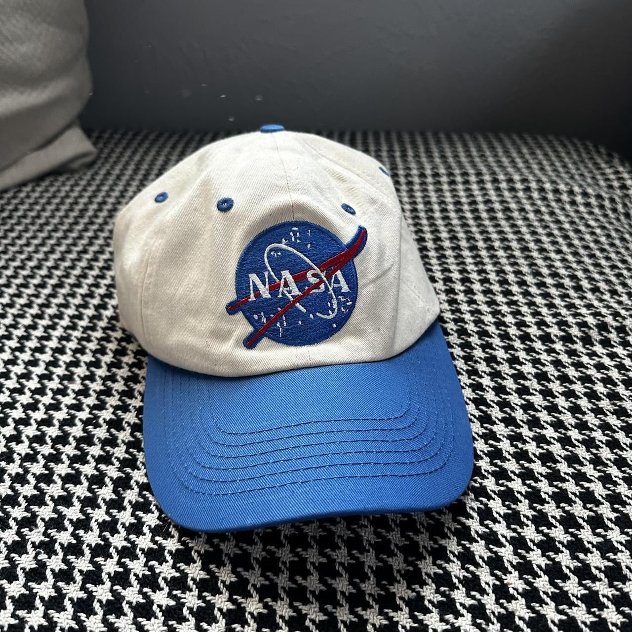NASA Baseball hat off white and blue in great condition - Depop