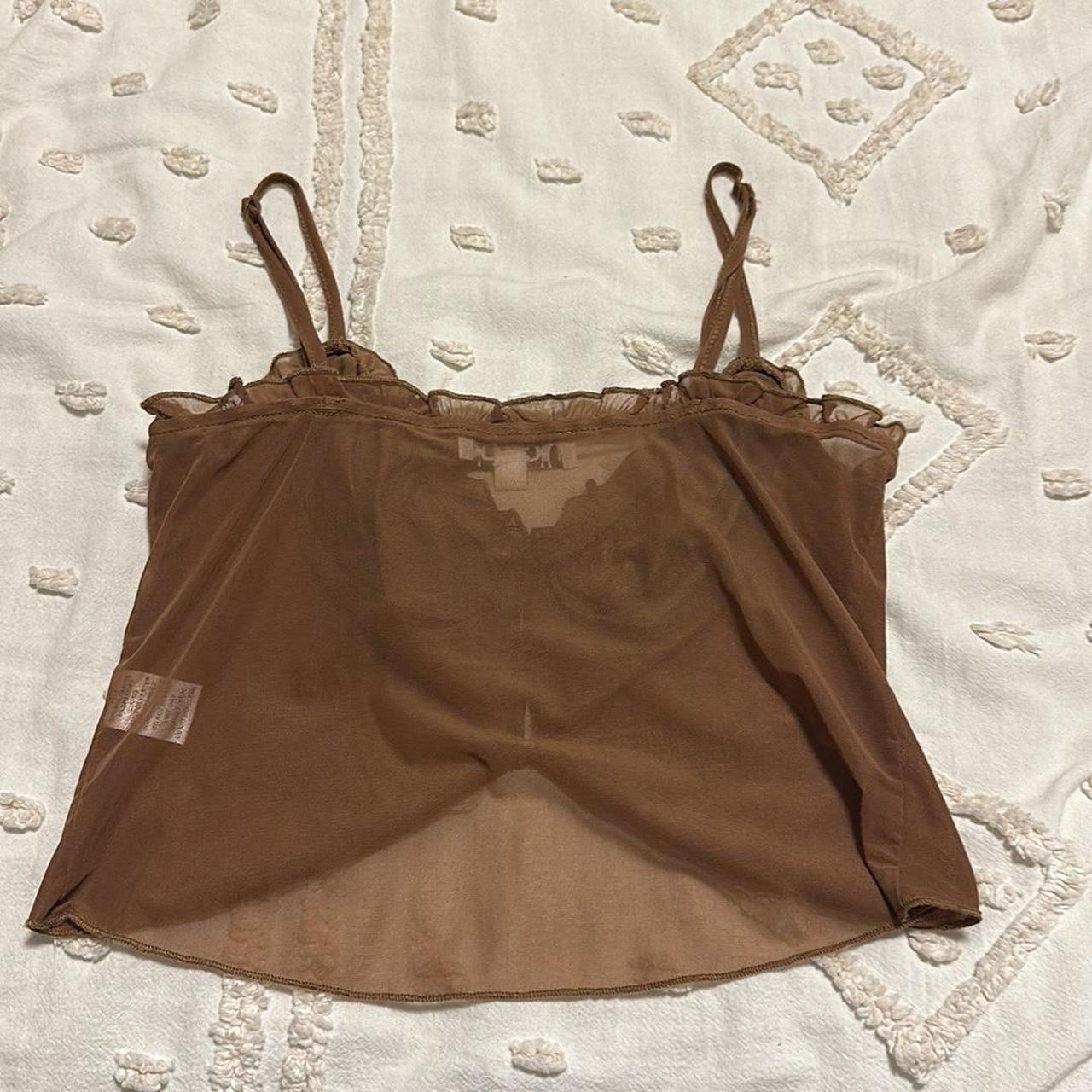 Tic Toc Sheer Brown Crop Top - Depop
