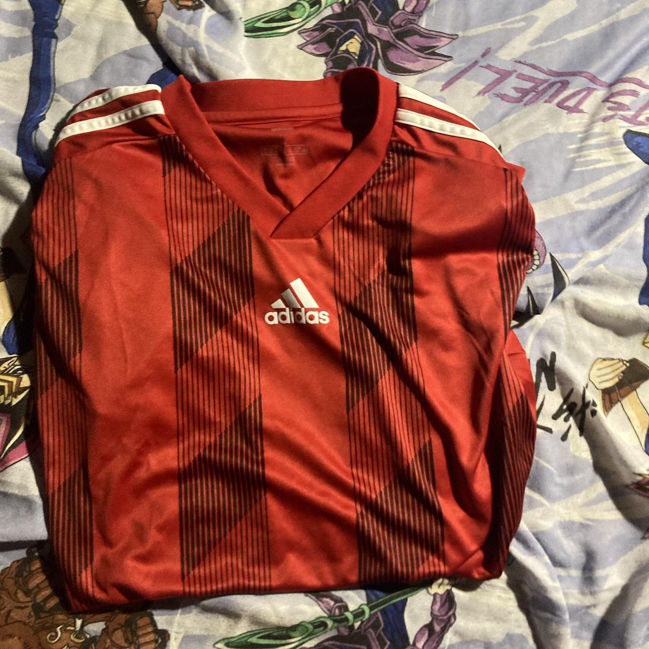 Addias soccer jersey , red , blank, size large , men’s - Depop