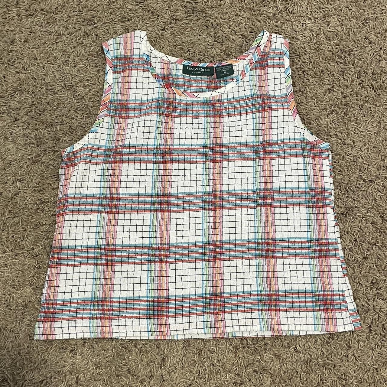 Vintage Plaid / Checkered Tank Top Size XL #thrift... - Depop