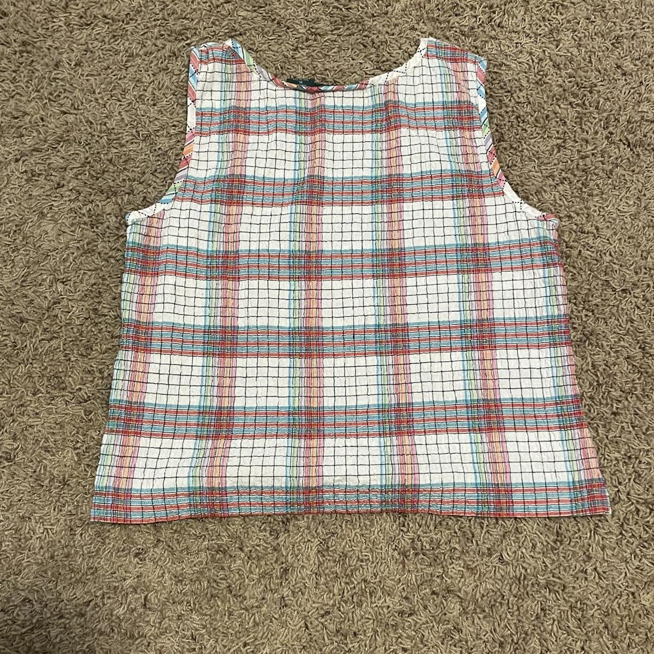 Vintage Plaid / Checkered Tank Top Size XL #thrift... - Depop